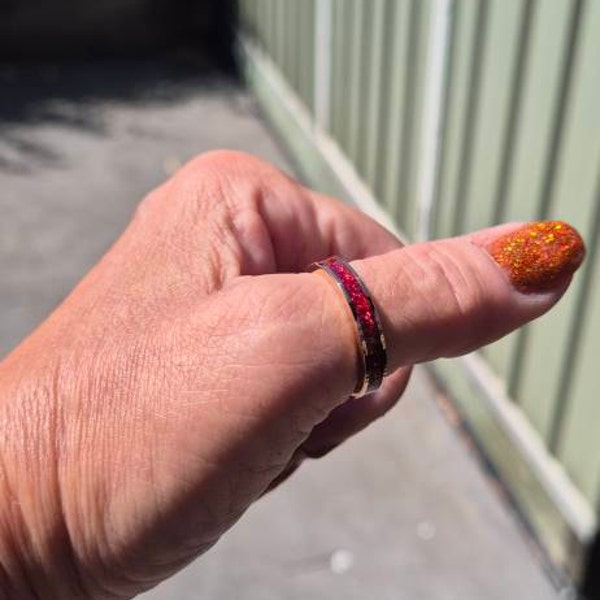 Red Ruby Ring, Rose Gold Red Ruby German Glass Wedding Tungsten Carbide ...