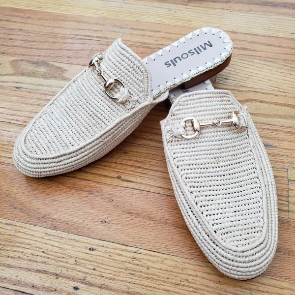 Moroccan Raffia, Woven Raffia Slippers, Raffia Slides, Raffia Slippers ...