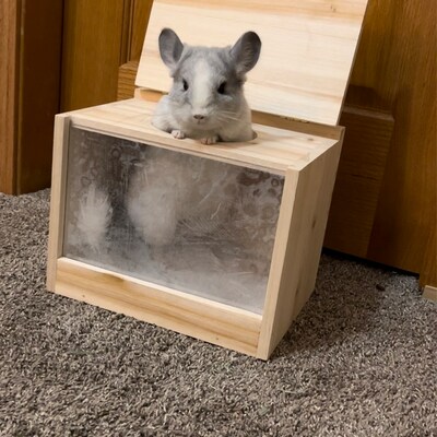 Stainless Steel Scatterless Litter Box With Guards Wood Hay Feeder Food ...