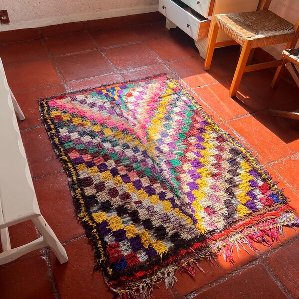 Moroccan Colorful Rag 5x7 Wool Carpet | Area Colorful Rug Runner | Boho ...