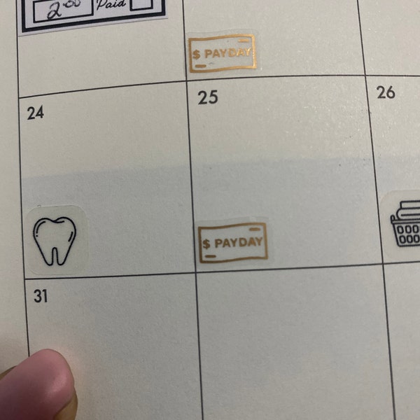 50 Payday Stickers | Gold Pay Day Planner Sticker | Payday Foil Planner ...