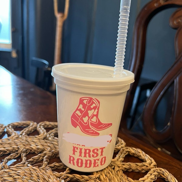 Personalized Cowgirl First Rodeo Party Cups, Pink & White, 16oz - Etsy