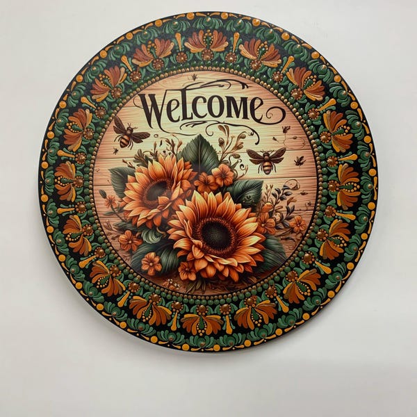 Wreath Sign, Welcome Floral Everyday Wreath Sign, Sign for Wreath ...