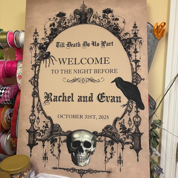 Elegant Vintage Goth Wedding Welcome Sign, Halloween Wedding Shower ...