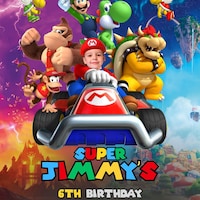 Editable Mario Peach Luigi Trio Birthday Invitation Party Announcement ...