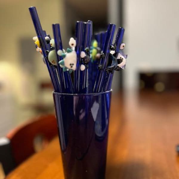Double Mushroom GLASS STRAW Boba Straws Smoothie Straws Thin Straws ...
