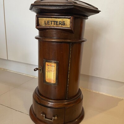 Miniature Mahogany Wood Post Box, English Victorian Style Wooden ...