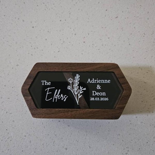 Personalized Wedding Ring Box, Wooden Double Slot Ring Bearer, Custom ...