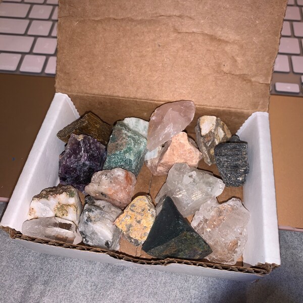 MINIATURE Crafters Collection Box: Gems Crystals Natural Raw Minerals ...