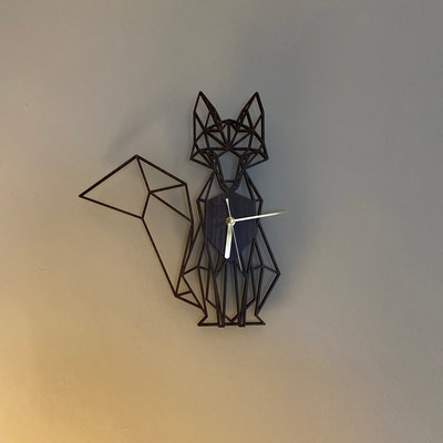 Fox Clock Geometric Wooden Fox Clock Full Fox. Perfect for Fox Lovers ...