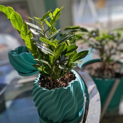 Planter Pot With Drainage, Sky Blue Fractal Design for Small and Large ...