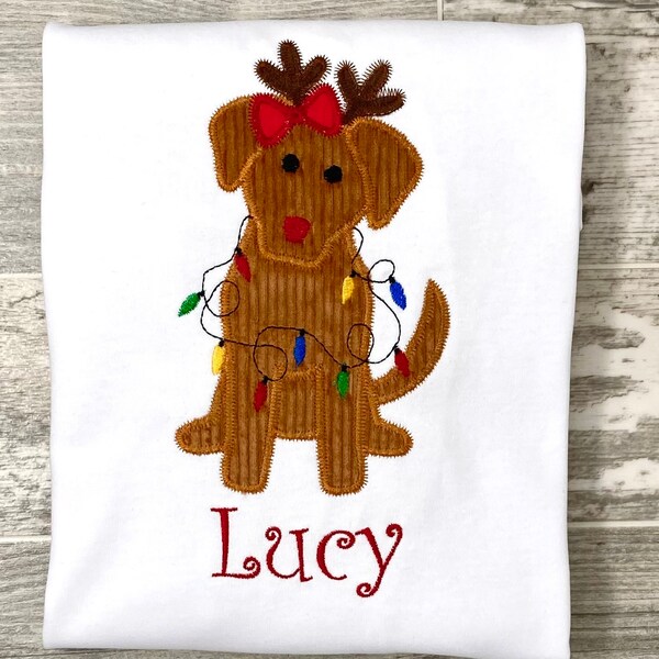 Christmas Dog Applique - Christmas Dog ZZ Applique Design - Dog ...