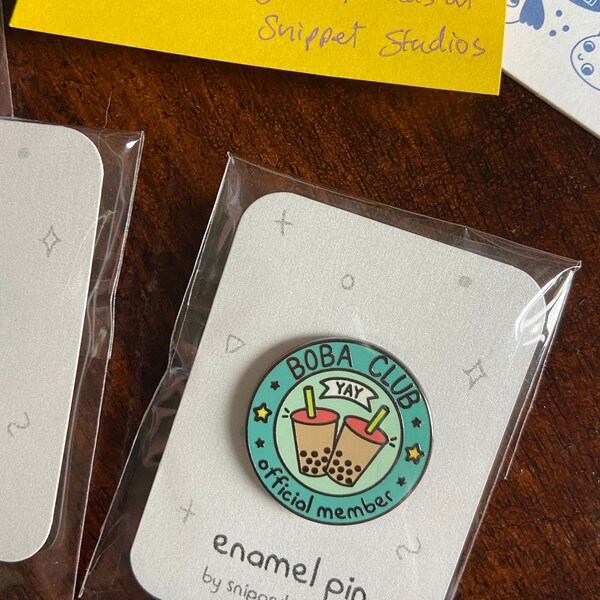 Boba Club Enamel Pin | Cute Hard Enamel Pin | Boba Bubble Tea Pin ...