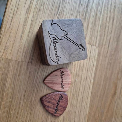 Custom Wooden Guitar Picks Box,personalized Guitar Pick Holder Storage ...