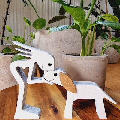 Girl and Dog, Dog Lover, Girl With Dog, Pet, Wooden Figurine, Laser Cut ...