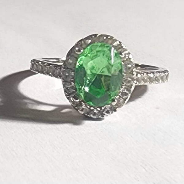 Uranium Glass Oval Cut Ring Size 4 Through 10.5 in New Sterling Silver ...