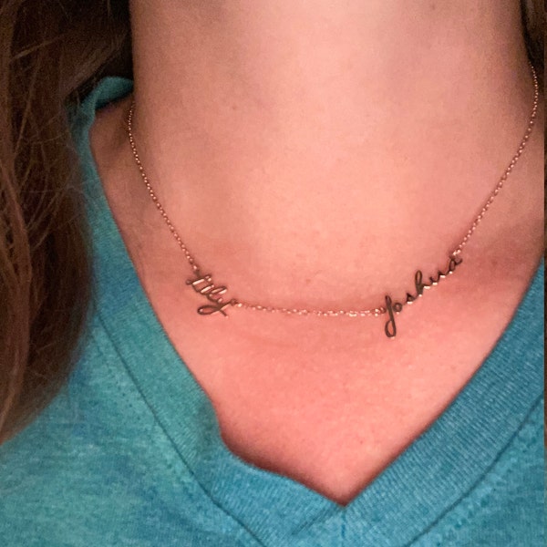 Personalized Double Names Necklace - Two Names Jewelry - Dainty Name ...