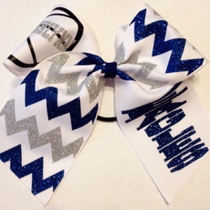 Custom Chevron Glitter Monogram Cheer Hair Bow Choose Your Colors ...