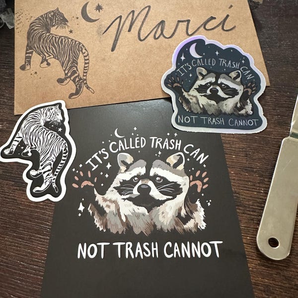 Holographic Raccoon Sticker Funny Motivation Unhinged Panda Trash Can ...