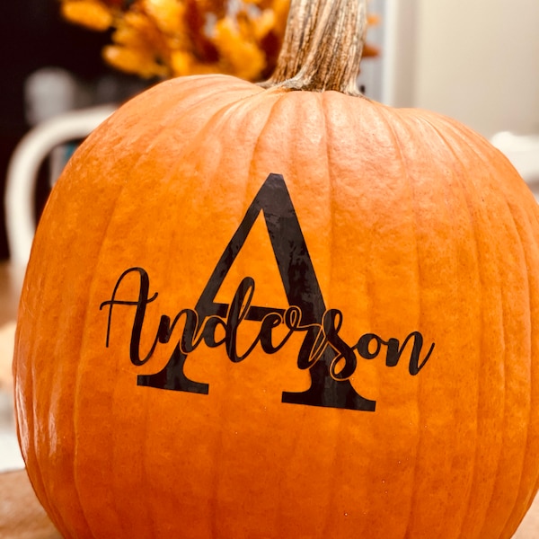 Personalized Monogram - Name Vinyl Decal for Pumpkin, Pumpkin Decor ...