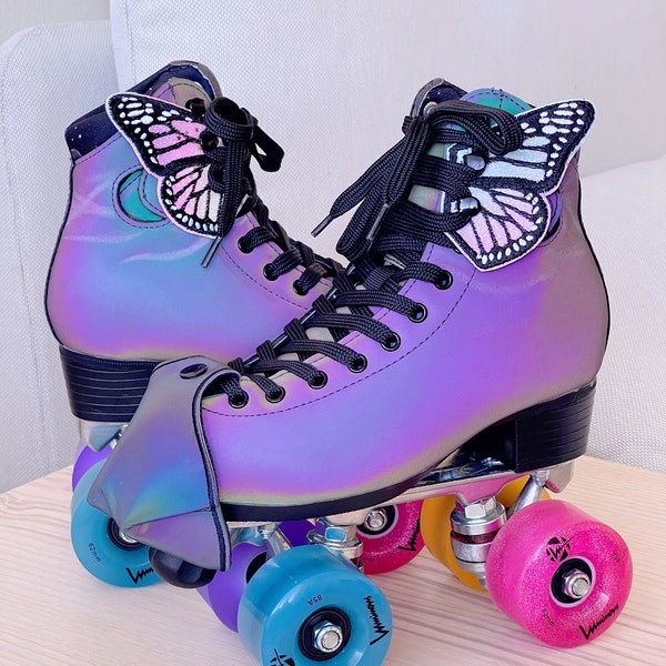 Confetti Rainbow Monarch Skate Wings, Shoe Wings, Roller Skate Wings - Etsy