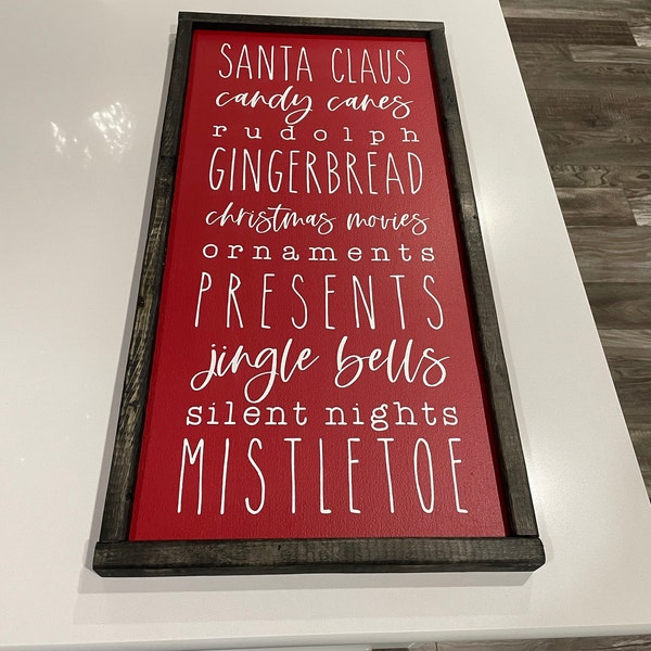 Christmas Sign, Christmas Favorites Sign, Christmas Words List Sign ...