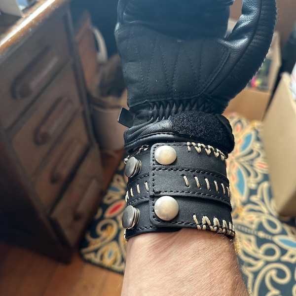 Leather Cuff Bracelet, Leather Wristband, Rocker Bracelet, Leather Cuff ...