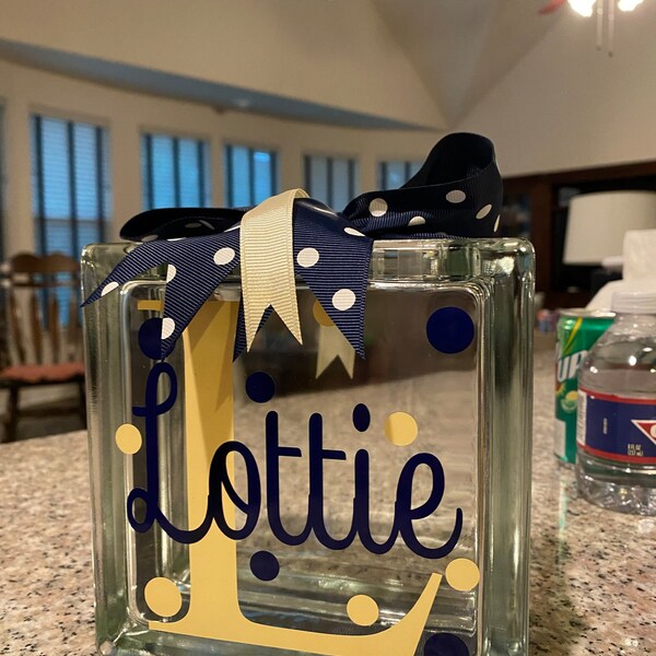 Girls Customized/personalized Glass Block Money Bank/piggy Bank (6-inch ...