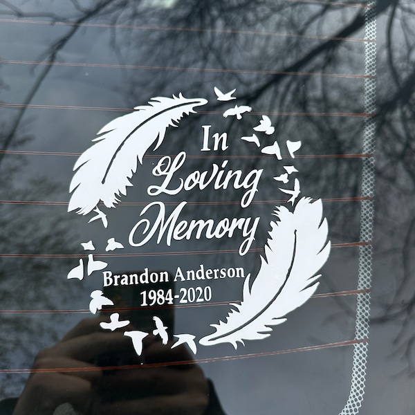 In Loving Memory Vinyl Decal, Customized Name and Date Sticker, Tribute ...