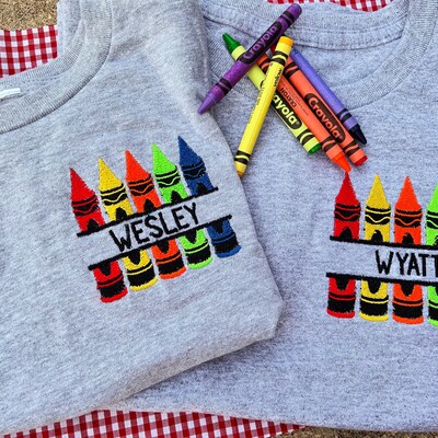 School Machine Embroidery Design, Crayons Embroidery Designs,name Drop ...