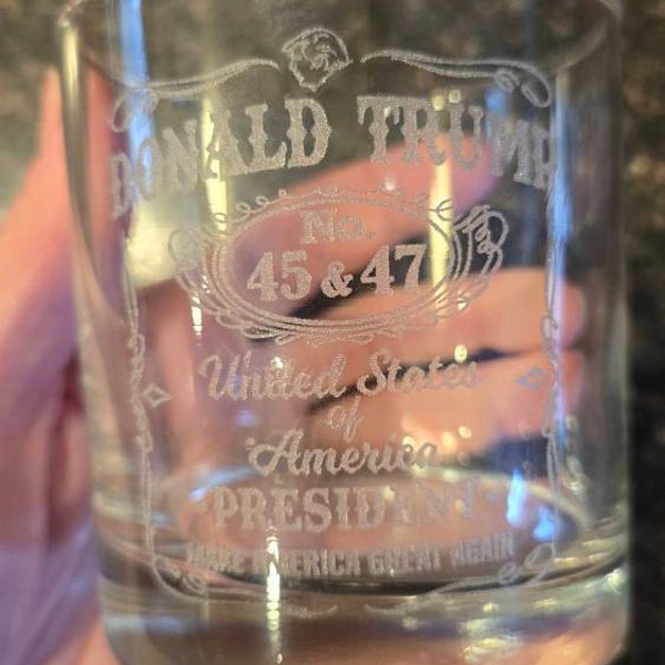 Donald Trump Presidency Design Laser Engraved Whiskey Glass, MAGA ...