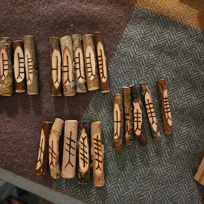 20 Celtic Tree Ogham Staves Made With Corresponding Woods With Pouch ...