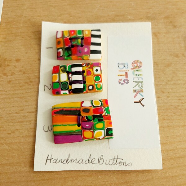 Buttons. Square Buttons With Unique, Bright Designs. Raised Designs ...