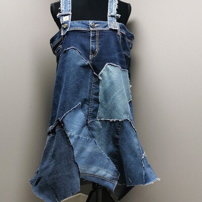 Upcycled Long Flowy Denim and Fabric Jacket Small - Etsy