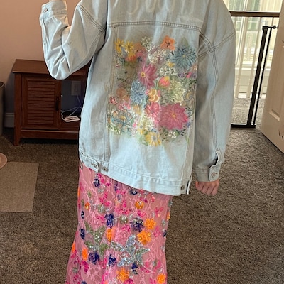 CUSTOM Bejeweled Jean Jacket,bridal Apparel, Painted Custom Jacket ...