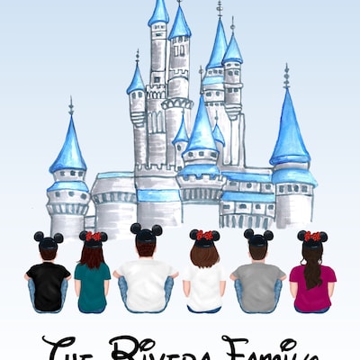 Custom Disney Inspired Portrait, Personalized Print for Family, Friends ...