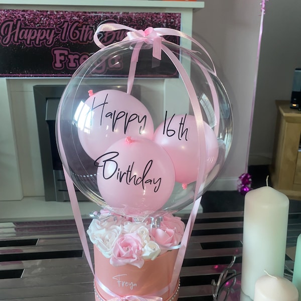 Hot Air Balloon Flower Box, Hat Box Flowers, Birthday Balloon ...