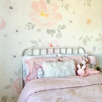 Amara Floral Wallpaper Mural Watercolor Floral Traditional or Removable ...