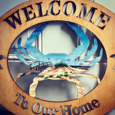 Crab Welcome Sign / Nautical Welcome/ Laser Cut - Etsy