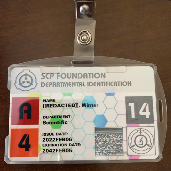 SCP Foundation Departmental ID Card / Badge - Customized With Your ...