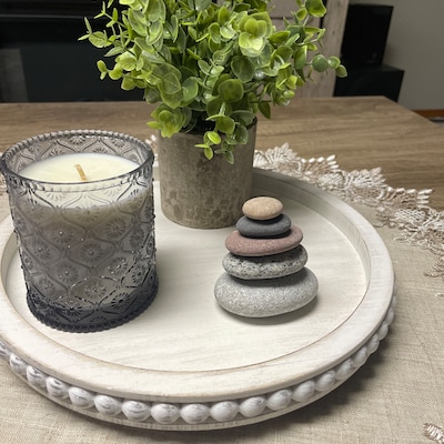 Shelf Decor Objects Aesthetic, Spa Bathroom Decor, Cairn Stones, Boho ...