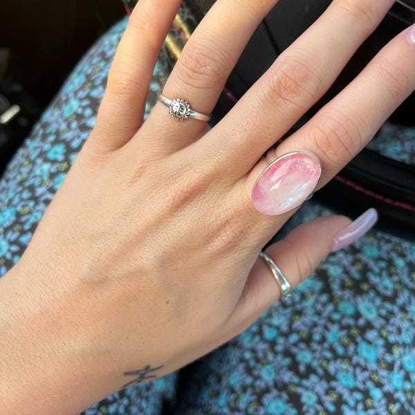 Handmade Pink Moonstone Ring: 925 Sterling Silver Boho Ring - Etsy