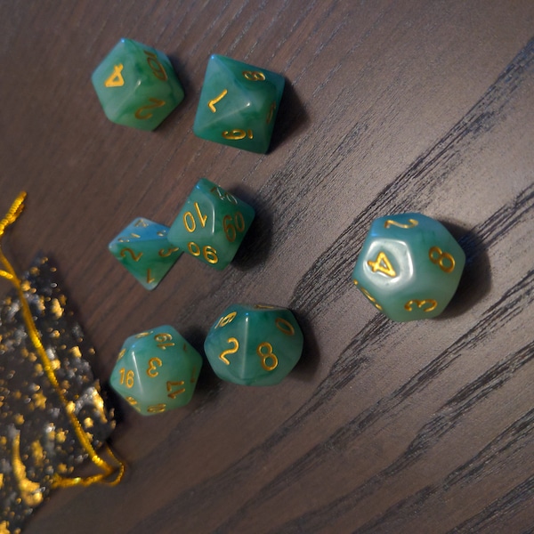 Ancient Jade Dnd Dice Set | Dungeons & Dragons | Faux Jade Polyhedral ...