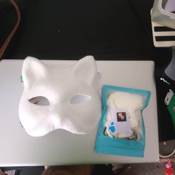 Felted Cat Mask Therian Paper Mache Cardboard DIY Plain White Blank ...