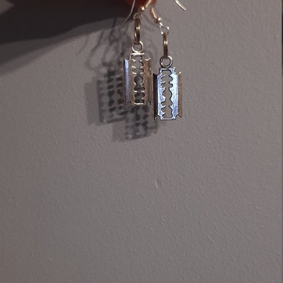 Razor Blade Silver Earrings Emo Goth Cool Fashion Rock - Etsy