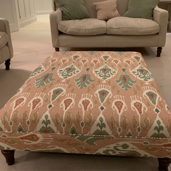 Pattern Footstool / Large Ottoman With Antique Castors: Made to Order ...