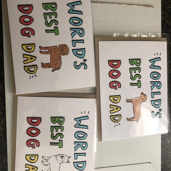 Dog Dad Card, Dog Father's Day Card, Dog Dad, Dog Card, Custom Dog Dad ...