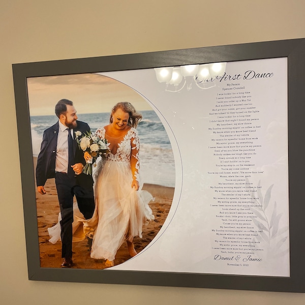 First Dance Lyrics With Photo, 1st Year Anniversary Gift for Wife ...