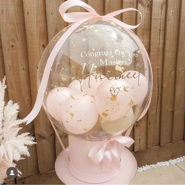 Personalised Bubble Balloon Hat Box for Birthday, Anniversary ...