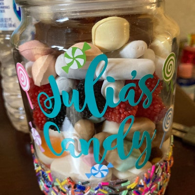 Custom Candy Jar, Personalized Candy Jar, Candy Themed Birthday, Candy ...